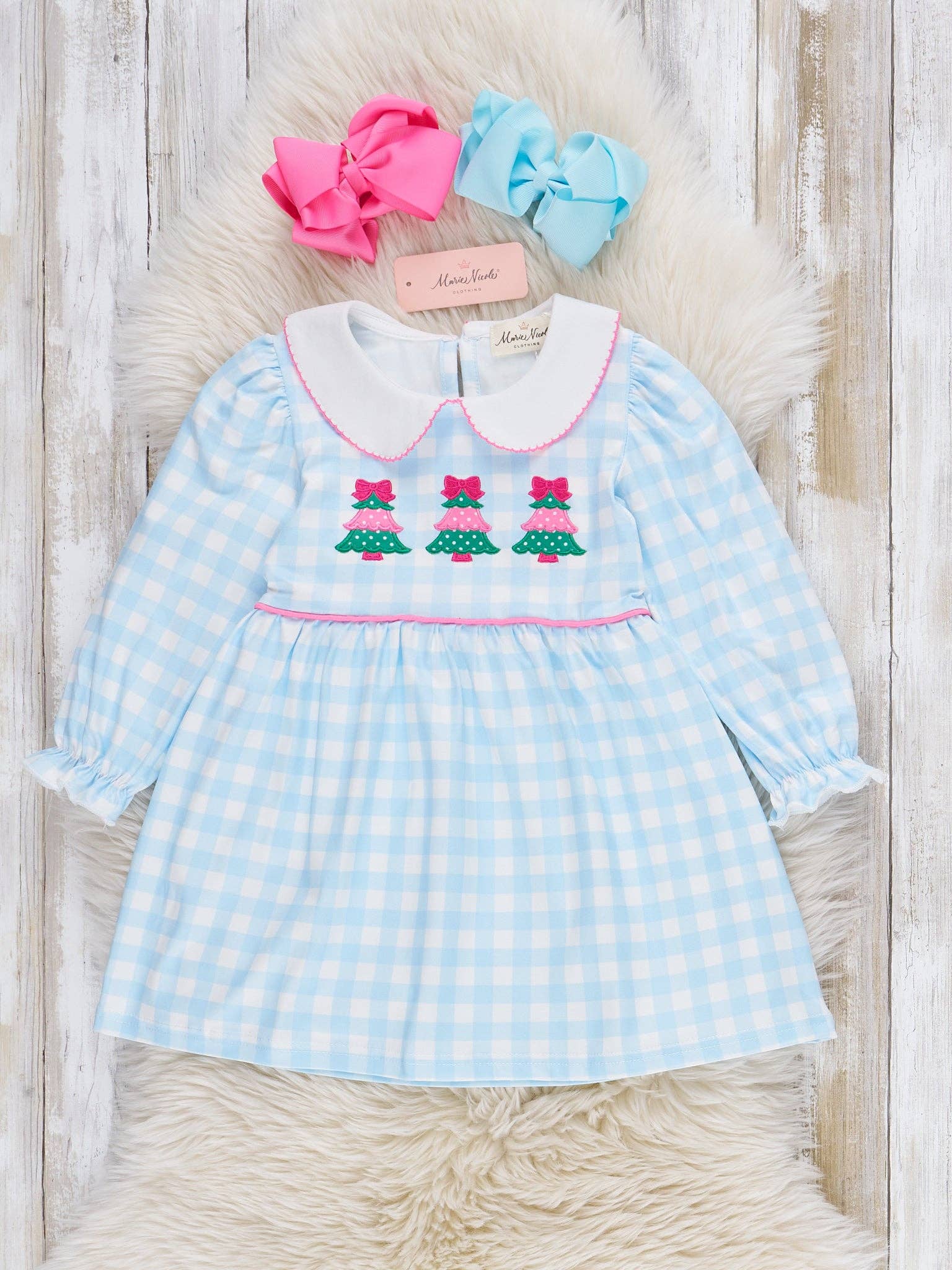Winter Wonderland Embroidered Gingham Dress – Peach Petunia